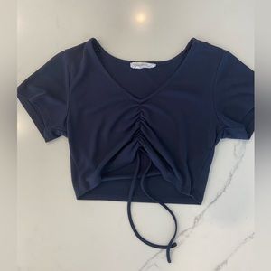 Tops | Blue Scrunched Top Barely Worn Very Nice Material | Poshmark